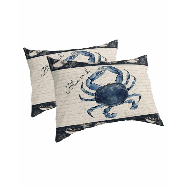 商品名:  Nautical Ocean Crab Standard Pillow Cases Set of 2, Soft Breathable Pillow Covers with Envelope Closure Decorative...