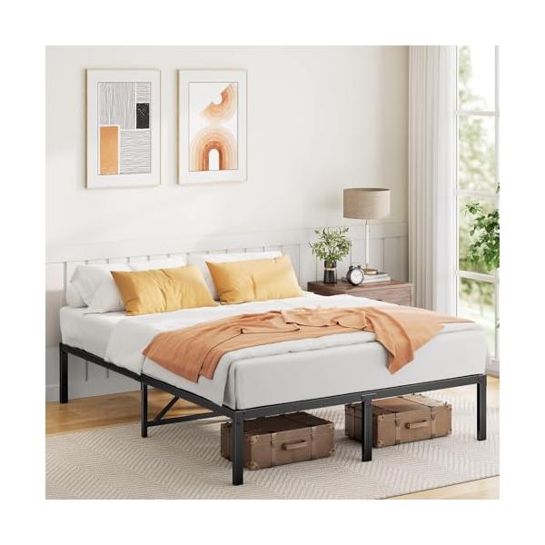 商品名: Totnz ベッドフレーム フルサイズ 14インチ メタルプラットフォームベッド サポート構造と囲みエッジ強化 大容量メタルベッド 最大重量1400ポンド ボックススプリング不要 MSBFF01 Totnz Bed Frame F...