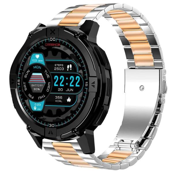 商品名: Lamshaw Carbinox X-Rangerバンド対応 ステンレススチールメタル交換用ストラップブレスレット Carbinox X-Ranger、Vortex、Vestaスマートウォッチに対応 (シルバー-ローズゴールド) ...