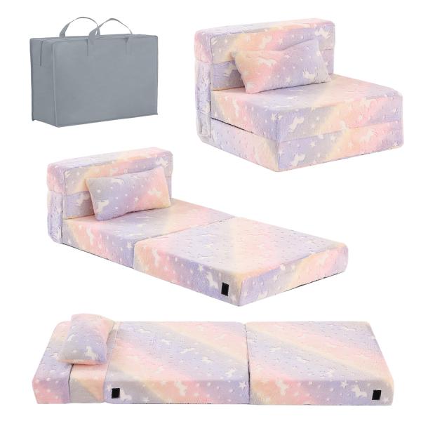 商品名:  Tiita Foldable Floor Mattress for Kids, Toddler Fold Out Couch Sofa Bed, Glow in Dark Child Futon Folding Chair Be...
