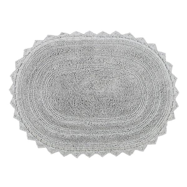 商品名: Better Trends Lilly Crochet 17x24 オーバルバスラグ&amp;リバーシブルバスマット、バスルーム用バスマット、豪華な100%コットンバスマット&amp;吸水バスマット-グレーバスマット Better...