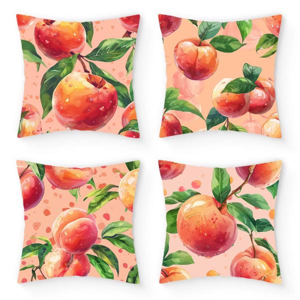 商品名: Umootek スイートピーチ スローピローカバー 4枚 18×18インチ 両面プリントデザイン ファームハウス 装飾枕カバー 正方形 ショート プラッシュクッションカバー ソファ カウチ 車 寝室 ホームデコレーション Umoo...