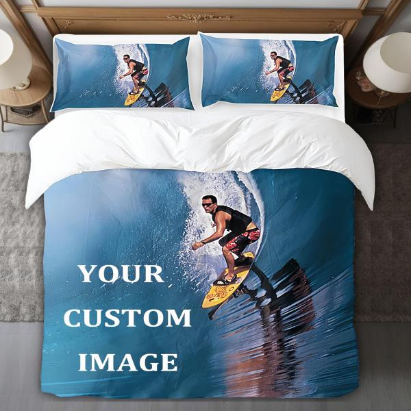 商品名: Customized Bedding Set Custom Size Duvet Cover with Photo Text Logo 1 Comforter Cover with 2 Pillowcases,Personaliz...