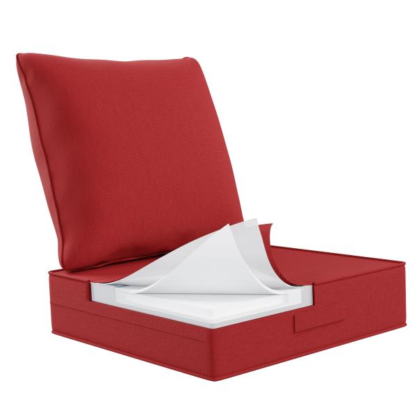 商品名: AOFEITE アウトドア オレフィン 防水 ディープシートクッションセット 23インチ×26インチ×6インチ 耐候性 色あせしにくい パティオ家具シートクッション 厚みのあるソファチェアパッド ストラップ付き 芝生/庭/レッド ...