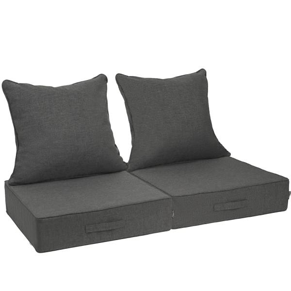 商品名: AOFEITE アウトドア オレフィン 防水 ディープシートクッションセット 2個 耐候性 色あせ防止 24インチ x 24インチ x 6インチ パティオ家具シートクッション 厚みのあるソファチェアパッド 芝生/庭/ダークグレー用...