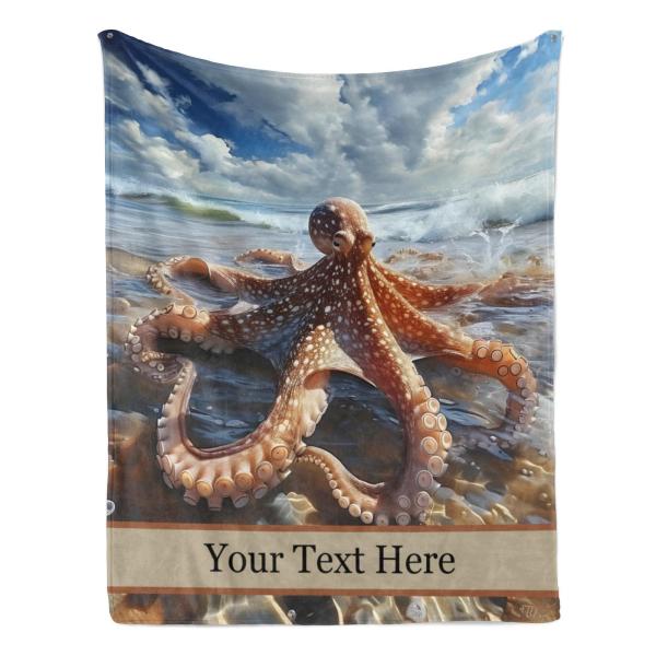 商品名:  CUSPILO Customized Octopus Blanket, Personalized Throw Blanket for Couch Sofa Bed, Soft Warm Fuzzy Cozy, 60"" x 80...