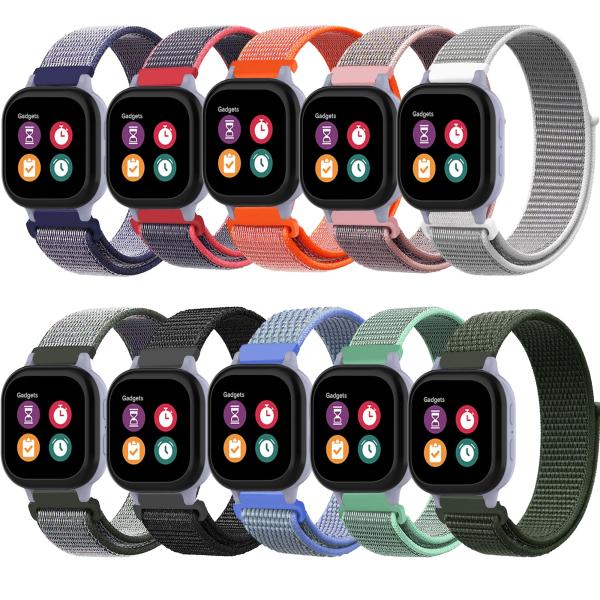 商品名:  QHBAMD 10 Pack Nylon Watch Bands,Compatible with Gizmo Watch 3 2 1/Gabb Watch 3 2 1/SyncUP Watch Bands,Hook &amp; ...