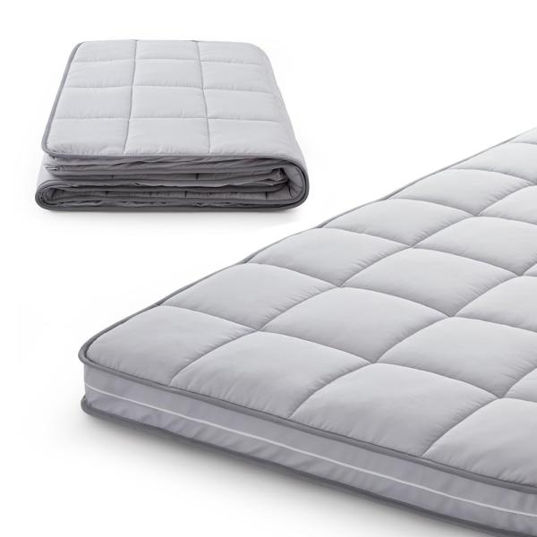 商品名: Jamdok 3インチ ツインマットレストッパーカバー(カバーのみ)、コットマットレスプロテクター寝具、フォームとラテックス製マットレスカバー、ファスナー付き、ピロートップとボトム(75 x 38インチ) グレー Jamdok 3...