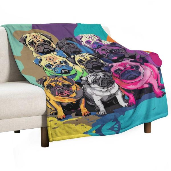 商品名:  Colorful Pugs Dogs Throw Blankets,Blanket Premium Super Soft Cozy Warm Bed Blanket Couch Decorative Throw Blankets...