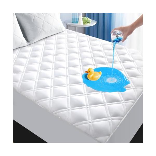 商品名: Queen Mattress Protector Waterproof Quilted - Breathable Queen Mattress Pad Fitted Deep Pocket 8"-21" - Washable Ma...