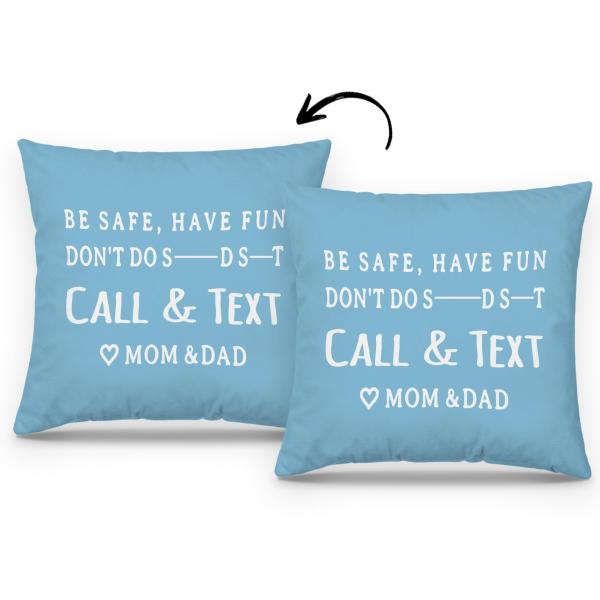 商品名: Mingnei Have Fun Be Safe Don't Do シアン プレッピースロークッションカバー 大学寮 クッションカバー おもしろ電話テキスト お母さん お父さん ホーム ソファ リビングルーム ベッド 装飾枕カバー...