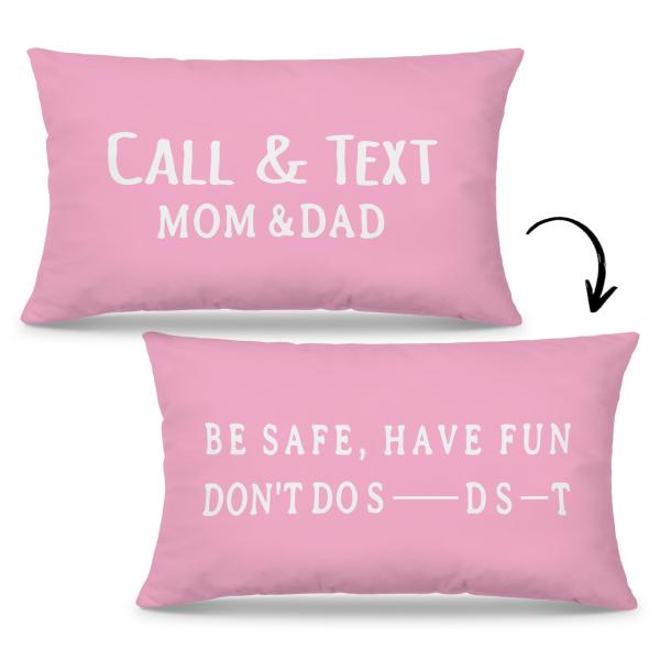 商品名: Mingnei Have Fun Be Safe Don't Do ピンク プレッピースロー枕カバー 大学寮 クッションカバー おもしろ電話テキスト お母さん お父さん ホーム ソファ リビングルーム ベッド 装飾 リバーシブル ...