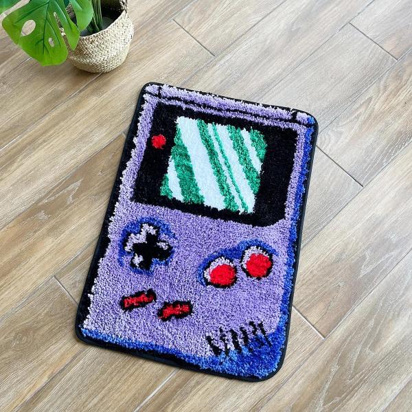 商品名: Purple Games Console Tufted Rug Funny Childhood Memories ラグ キュート フロッキング カーペット フロアパッド 滑り止め ドアマット 美的ホームパッド (23.6X15.7...