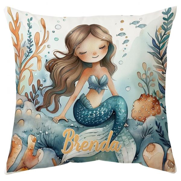 商品名:  Hyturtle Personalized Mermaid Throw Pillow (Insert Included) Gifts for Girls Women - Birthday Gifts for Mermaid Lo...