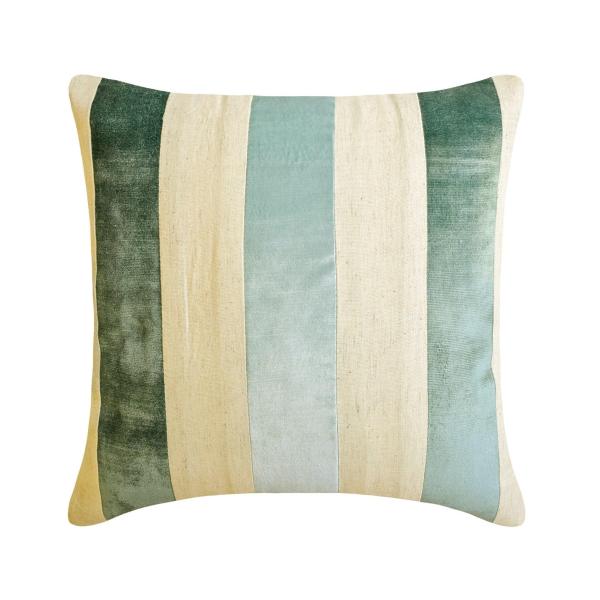 商品名: The HomeCentric 装飾 青 クッションカバー 2個セット, 65x65 cm ベルベット 枕 ストライプとリネン, クッションカバー, パッチワーク 枕, モダンな - Velvet Band Ice The Hom...