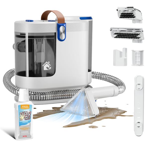 商品名: WURESE 多目的ポータブルカーペットと室内装飾クリーナー、室内装飾品、ソファ、車と自動車のディテーラー、3つのツールで強力な吸引、54オンスの大型水タンク、セルフクリーニング、16.3フィートの電源コード、スカーレット WUR...