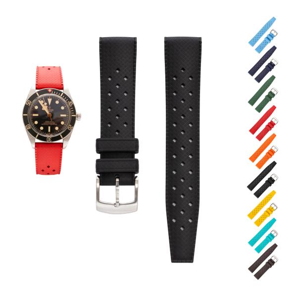 商品名: ジェネリック クイックリリース トロピカルラバーバンド チューダーウォッチ用 交換用 FKM ウォッチバンドストラップ チューダーウォッチ用 - 複数色(22mm、ブラック) Generic Quick Release Tropi...