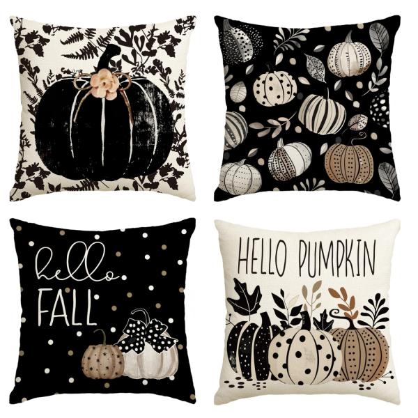 商品名:  AVOIN colorlife Fall Hello Pumpkin Leaves Throw Pillow Covers, 18 x 18 Inch Autumn Thanksgiving Harvest Polka Dot ...