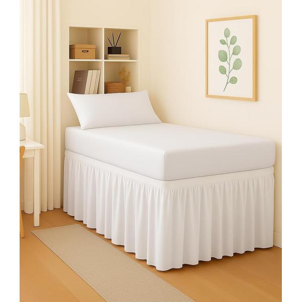 商品名: マットレス-Homes 寮ベッドスカート ツイン XL サイズ 32 インチ ドロップ カレッジ 寮 部屋 ベッドスカート テーラードフィット エクストラロング マイクロファイバー ベッドスカート ベッド下収納用 ホワイト Mat...