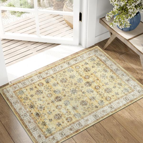 商品名:  jinchan Area Rug 2x3 Washable Vintage Floral Rug Indoor Entryway Non-Slip Door Mats Soft Carpet for Living Room Be...