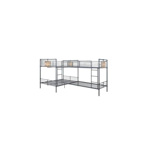 商品名:  HomeStock Eclectic Exclusivity Twin/Full L Shape Bunk Bed in Sandy Black, Dark Bronze Hand-Brushed Finishブランド: Hom...