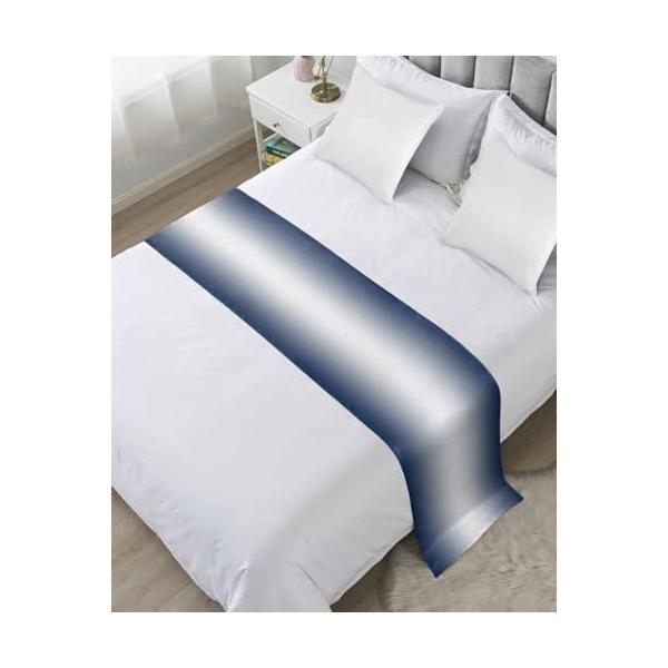 商品名: DecorLovee ネイビーブルー オンブレ ベッドランナー クイーンサイズベッド用 モダン抽象的装飾ベッドスロー ベッドの足用 ブルー グラデーション ベッドランナー ソファ スロー 寝具 スカーフ プロテクター スリップカバ...
