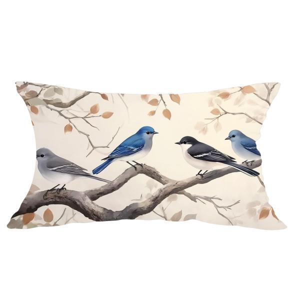商品名:  Cariwotan Watercolor Grey Birds Brown Leaves Spring Summer Autumn Fall Y'all Decorative Lumbar Pillowcase Throw Pi...