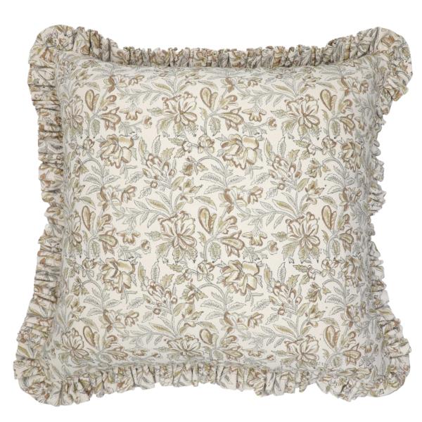 商品名: Fabritual 両面花柄プリント 20X20 ダックキャンバス ソフト ふわふわ フリル ストライプ エッジ フラウンス トリム、コットンスロー 枕カバー クッションカバー ソファ、寝具、庭、アウトドア、クドラット、グリーン ...