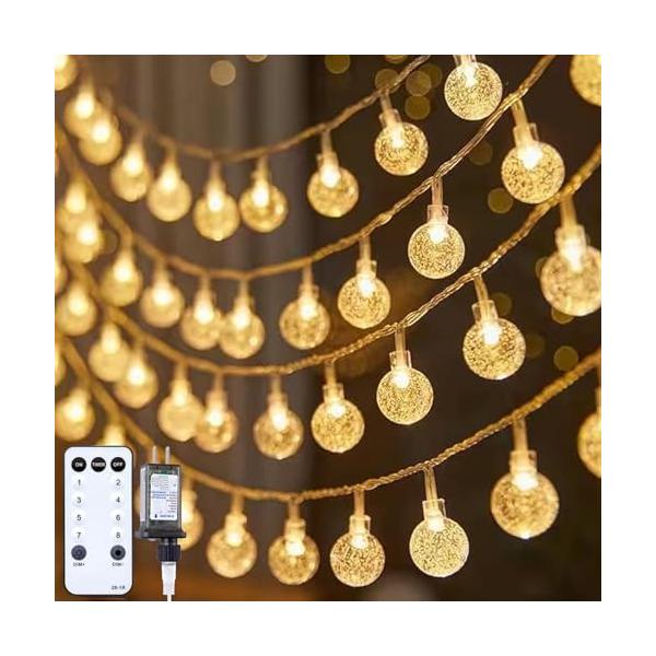 商品名:  Minetom Crystal Globe String Lights Plug in - 66 ft 200 LED Globe Fairy String Lights with Remote and Timer, Water...