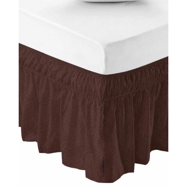 商品名:  RisQiten Brown Leather Texture Bed Skirt King Size 16 Inch Drop, Adjustable Elastic Bedskirt Dust Ruffle for King ...