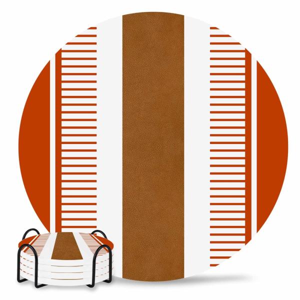 商品名:  Coasters Set of 4 Orange Boho Drink Coasters with Holder Absorbent Stone Ceramic Cup Mat Brown Stripes Bohemian St...