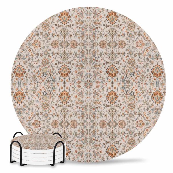 商品名:  Coasters Set of 4 Boho Tribal Drink Coasters with Holder Absorbent Stone Ceramic Cup Mat Bohemian Ethnic Style Coa...