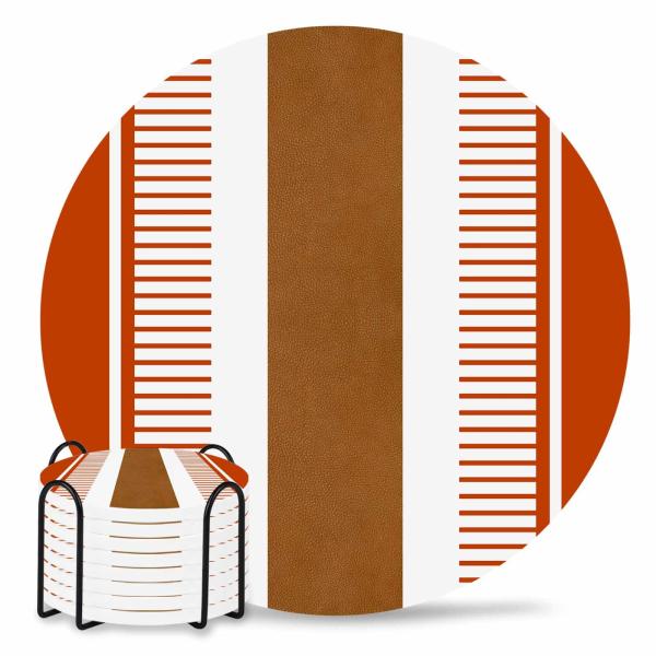 商品名:  Coasters Set of 8 Orange Boho Drink Coasters with Holder Absorbent Stone Ceramic Cup Mat Brown Stripes Bohemian St...