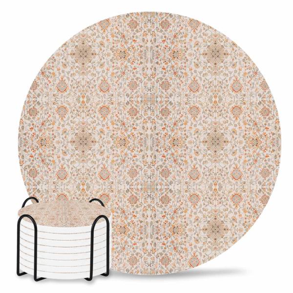 商品名:  Coasters Set of 8 Boho Tribal Drink Coasters with Holder Absorbent Stone Ceramic Cup Mat Bohemian Ethnic Style Coa...