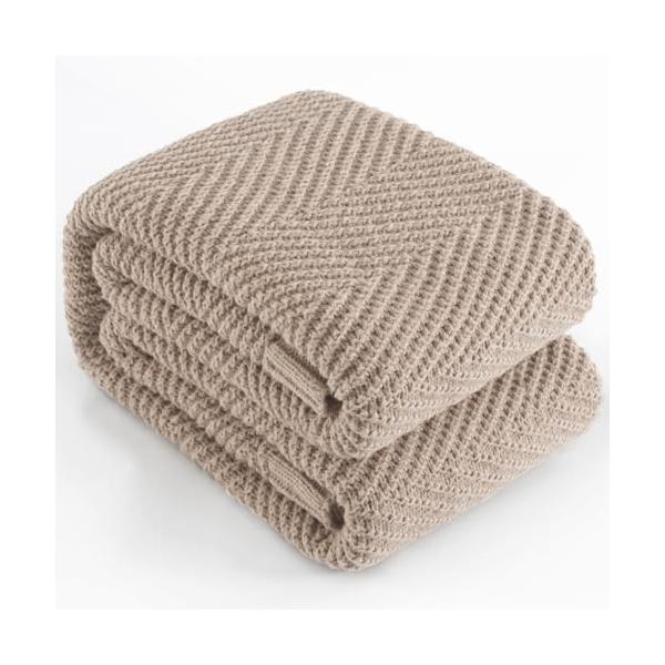 商品名: LONG CREATE ニットスローブランケット 60インチ×80インチ トープニットひざ掛け ベッド用 スーパーソフト ボーホー シェブロンブランケット カウチ ソファ 椅子 部屋の装飾用 テクスチャード加工 装飾 ファームハウ...