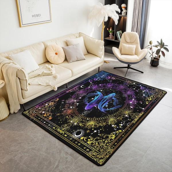 商品名: Feelyou 魚座 星座 装飾カーペット キッズ 占星術 リビングルーム ラグ 干支 サイケデリック アクセント ラグ 女性用 男性用 星占い 装飾ラグ エリアラグ 3x5 Feelyou Pisces Constellatio...
