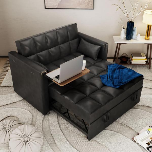 商品名:  ORRD Convertible Sofa Bed, 3-in-1 Multi-Functional Faux Leather Sleeper Couch Pull-Out Bed, 48'' Loveseat Bed Chai...