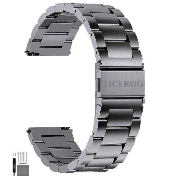 商品名: TICFROG 24mm ステンレススチール 腕時計バンド クイックリリース式 リンク 腕時計ストラップ ブレスレット 交換用リストバンド 男女兼用 グレー, グレー, 24mm, クラシック TICFROG 24mm Stain...