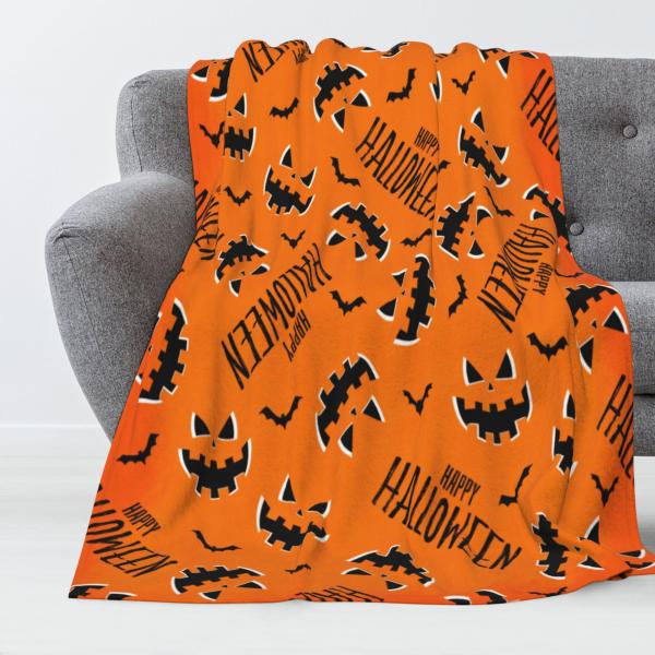 商品名: 豪華なハロウィンスローブランケット - 居心地の良いパンプキンゴーストコウモリクモの巣プリント、ウルトラソフトフランネルプラッシュブランケット、カウチ、ソファ、ベッド用、軽量で暖かい秋の装飾、60x50インチ Luxury Hal...