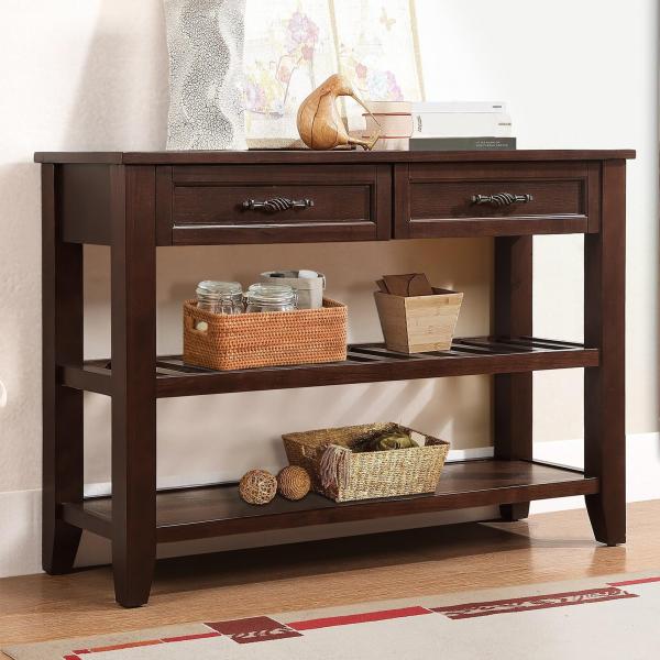 商品名:  42 Inch Entryway Console Sofa Table with 2 Storage Drawers &amp; 2 Tiers Shelves Kitchen Buffet Server Table Mid-C...
