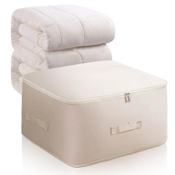 商品名: 超省スペース 自己圧縮オーガナイザー 2024年 ポータブル 高耐久 引っ越し 衣類圧縮収納バッグ 大型 旅行用パッキングバッグ ハンドル付き ブランケット/ベッドキルト用 (アプリコット、L) Ultra Space Savin...