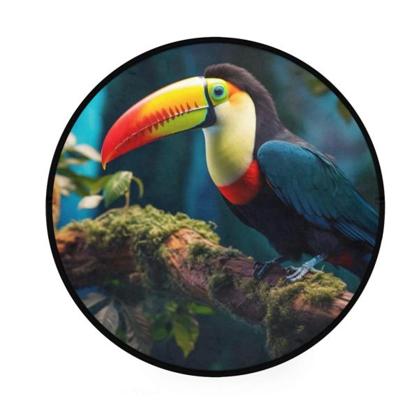 商品名:  YMGQYJ Area Rug Round Non Slip Indoor Throw Area Rug-Toucan Flower Print, Circle Floor Mat Carpet for Living Room ...