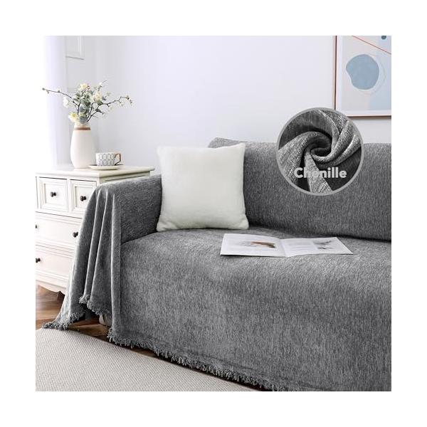 商品名: H.VERSAILTEX ソファーカバー ウルトラソファカバー 3クッションソファ用 モダン グレー ソファースリップカバー リビングルーム用 滑り止めスローブランケット 断面カウチ用 縮み防止 犬用ソファプロテクター 71インチ...