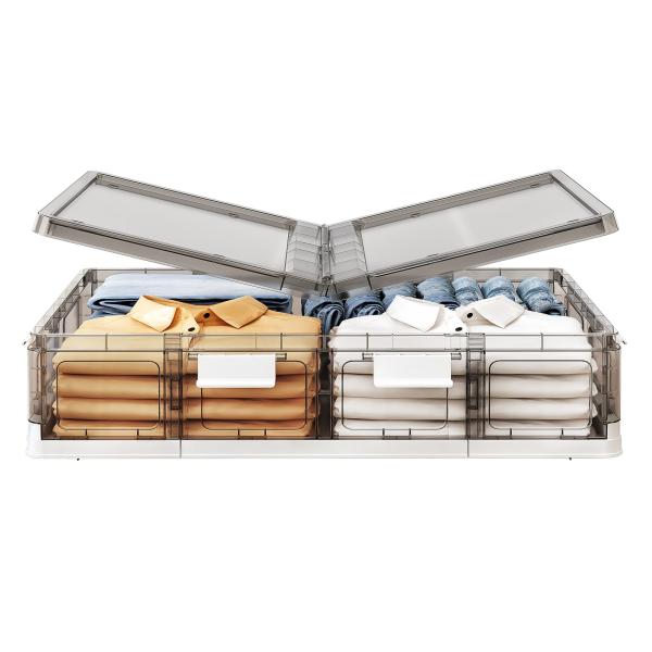 商品名: Kitstorack (キットストラック) ベッド下ストレージコンテナ 透明プラスチック 蓋付き 8個のホイール付き 37.8クォート キャスター付き 折りたたみ式 フラットベッド下 オーガナイザー ボックス 衣類 靴 衣類 寝室...