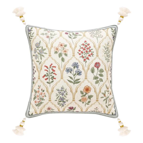 商品名: ISAENNE デザイン リネン スロー 枕カバー 45.7 cmx45.7 cm、正方形 ファームハウス クッションカバー イエロー パープル 水彩 野花 パターン 装飾 枕カバー ベッド、リビングルーム、アウトドア、車用 IS...