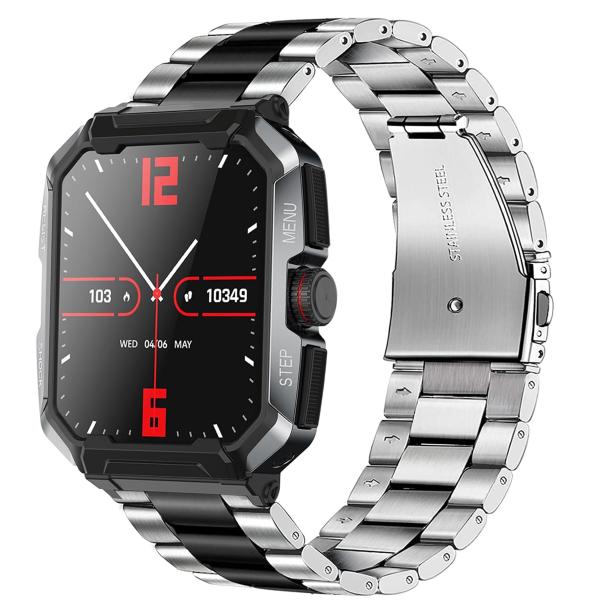 商品名: Lamshaw Anyloop スマートウォッチ用バンド 22mm ステンレススチールメタル交換用ストラップ Anyloop CW01/LA32/ALW47/V3SAスマートウォッチに対応 シルバーブラック Compatible ...