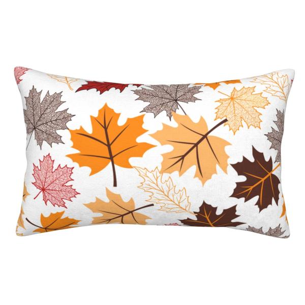 商品名: 秋の腰用クッションカバー 12x20インチ - ソフトでカラフルな秋のカエデの葉の装飾用スローピローケース ソファ、カウチ、ベッド用 | 洗濯機で洗える秋のデコレーション 自宅用 Fall Lumbar Pillow Cover ...