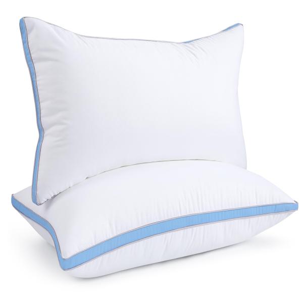 商品名: viewstar 枕 クイーンサイズ 2個セット 睡眠用ベッドピロー クイーン枕 2パック 仰向け/横向きに寝る方向け ふわふわ枕 ダウン代替品 洗濯機洗い可 ライトブルー 50.8cm×76.2cm viewstar Pillo...