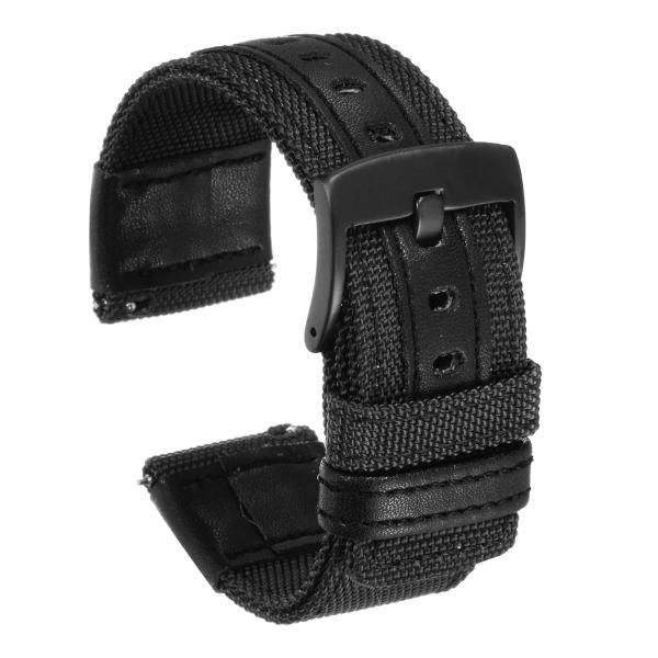 商品名: HARFINGTON ナイロン腕時計バンド クイックリリースキャンバス腕時計ストラップ ブラックステンレススチールバックル付き 男女兼用, ブラック, 24mm, ストラップ HARFINGTON Nylon Watch Band...