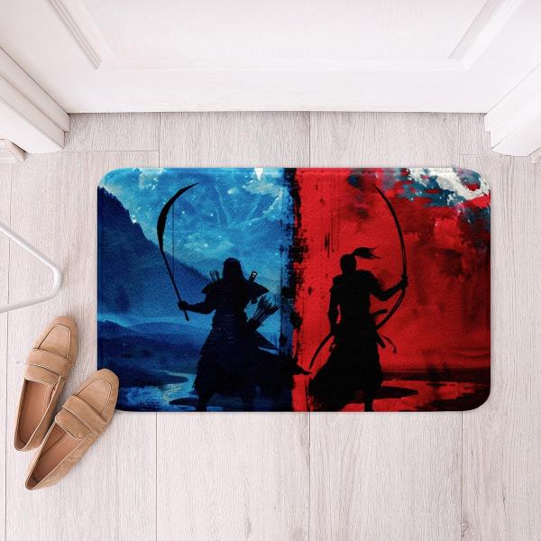 商品名:  Western Samurais Kids Bath Mats,Japanese Ukiyoe Chinese Soldier Mats Rugs,Boys Girls Men Room Decor,Lake Natural R...